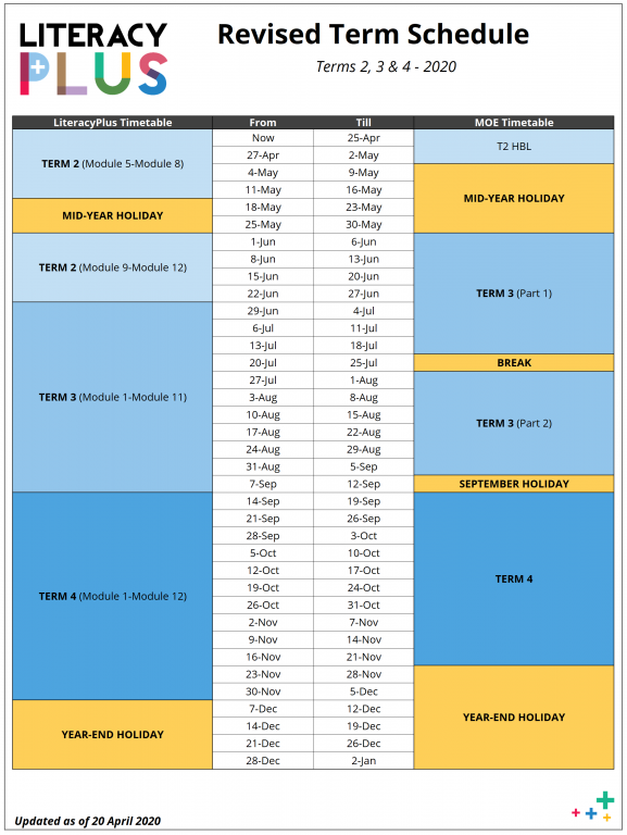 Revised Term Schedule - LiteracyPlus